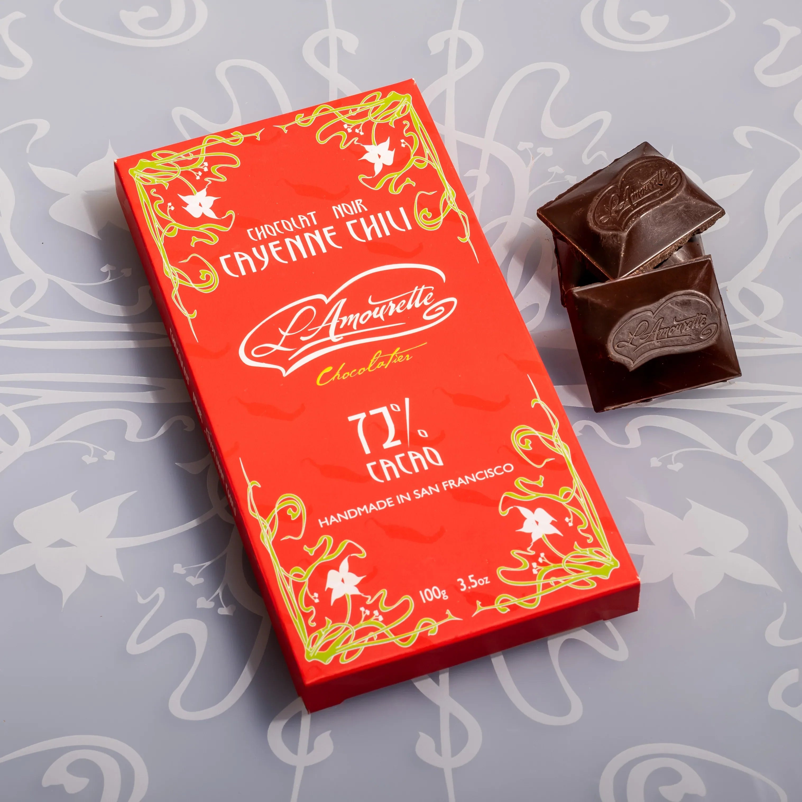 72% Dark Chocolate with Cayenne Chili & Cinnamon – L'Amourette Chocolat